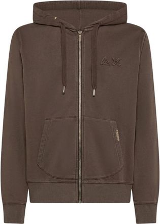 Sun 68 Homme, Sweatshirts et sweats &agrave; capuche, Brun, Taille: XL Sweat &agrave; capuche Zip Vintage Broken