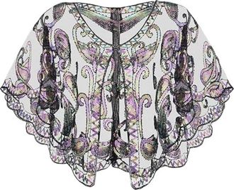 Generic Ch&acirc;les &agrave; perles pour robes de soir&eacute;e, cape de soir&eacute;e &agrave; paillettes, ch&acirc;le de mari&eacute;e, ch&acirc;le &agrave; paillettes pour femme f&ecirc;te formelle, couleur, Taille uniqu