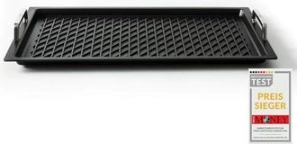 AMT Gastroguss Plaque de cuisson Gastronorm GN 1/1 avec grill - Fond AMT Gastroguss, 53x33 cm, 2 cm profondeur, avec poign&eacute;es en acier inoxydable, rev&ecirc;tement anti-ad