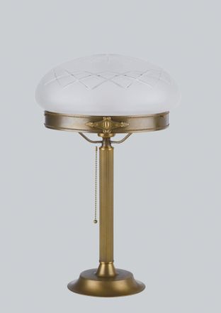 Licht-Erlebnisse Tischleuchte in Berliner Messing Jugendstil E27 bis zu 75 Watt 230V Kristall Deutsches Qualit&auml;tsprodukt aus Messing Schlafzimmer Wohnzimmer Lampen Leu