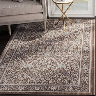 Safavieh Distressed Teppich für Wohnzimmer, Esszimmer, Schlafzimmer - Valencia Collection, Kurzer Flor, Grau und Braun, 152 X 244 cm
