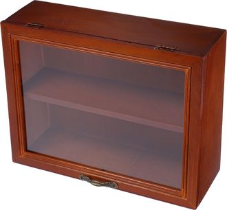 BESPORTBLE SAFIGLE Tisch Vitrinenschrank aus Holz Kleine Vitrine mit Acrylklappe Zweist&ouml;ckiger Ausstellungsst&auml;nder f&uuml;r Actionfiguren und Schmuck Wand und Tischau