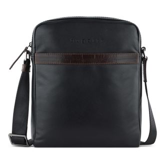 Bugatti Corso DeLuxe Schultertasche RV aus echtem Leder, Messenger Bag in Schwarz