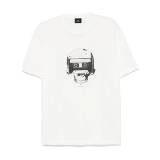 Paul Smith Wei&szlig;es Logo-Print Rundhals T-Shirt - - Tops - Herren - Wei&szlig; - XL