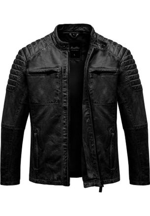 Amaci & Sons Lederjacke RALSTON Lederjacke Echtleder Herren Biker Zipper Jacke