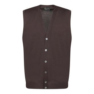 Dell'Oglio V-Ausschnitt Merino-Wollweste - - Knitwear - Herren - Braun - 2XL