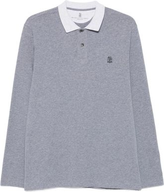 Brunello Cucinelli Graues Langarm-Poloshirt - - Tops - Herren - Grau - L