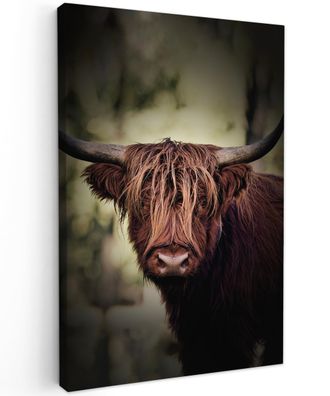 MuchoWow &copy; Leinwand Bilder Klein 20x30 cm Mini Wanddeko Wohnzimmer Aesthetic Room Decor Deko Zimmer Wandbilder Modern Fotogeschenke Schottisches Hochlandrind -