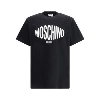 Moschino Homme, Tops, Noir, Taille: XL Cotton Crew Neck T-Shirt