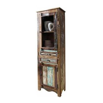 Massivmoebel24 Vitrine Altholz 60x35x190 mehrfarbig lackiert nature of spirit 24