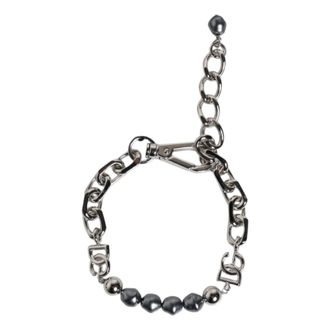 Dolce & Gabbana Silberfarbenes Ketten-Perlenarmband - - Accessories - Herren - Grau - ONE SIZE