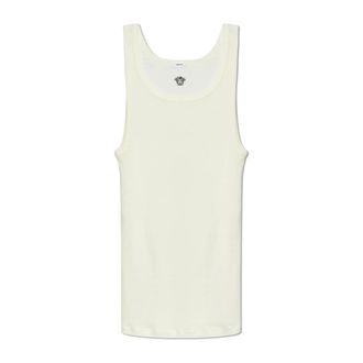Versace Besticktes geripptes Woll-Tanktop - - Tops - Herren - Beige - M
