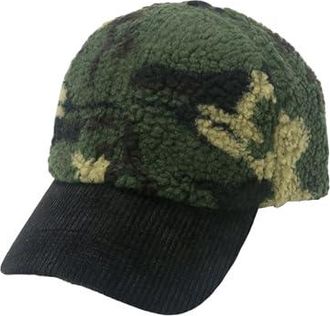 Generic Casquettes de baseball en laine dagneau chaude dhiver en polaire pour homme, vert militaire, M
