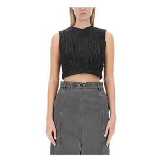 Patou Smock Cropped Top - - Tops - Damen - Schwarzk - XS