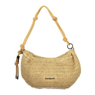 Desigual Femme, Sacs, Beige, Taille: ONE Size Half Logo Raffia Waverly Bag