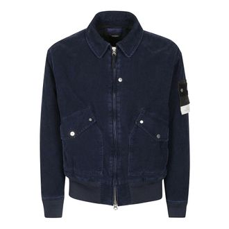 Stone Island Homme, Vestes, Bleu, Taille: L Micro Corduroy Bomber Jacket