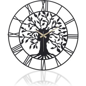 Wallity Horloge murale en m&eacute;tal, horloge d&eacute;corative, style industriel Clock Noir