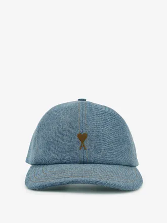 Ami Blue denim hat with embroidered logo - AMI PARIS - gender_Man