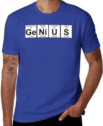 Generic Geek Genius Elements Science - Physics - Inspir&eacute; du tableau p&eacute;riodique Nerd 700995 T-shirt pour homme, Style bleu, L