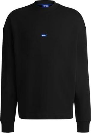 HUGO BOSS Hommes Nedro Sweat en Molleton de Coton avec écusson logoté Bleu