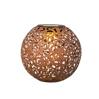 Globo Lighting Solarleuchte rost Solarlampe f&uuml;r Au&szlig;en Kugel Solar Garten Deko Erdspie&szlig;, mit orientalischem Lichteffekt, Metall, 1x LED warmwei&szlig;, DxH 18x52,5 cm