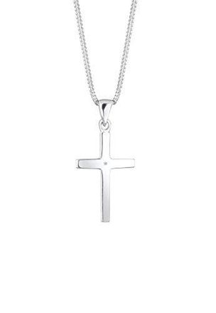 DIAMORE Elli DIAMONDS Collier Femmes avec Pendentif Croix et Diamant (0.005 ct.) en Argent Sterling 925