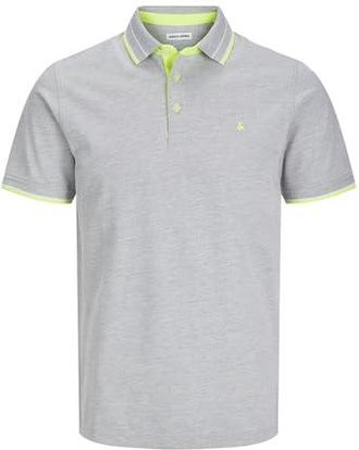 Jack & Jones Plus Size JJEPAULOS Polo SS Noos PLS, Gris Clair chin&eacute;/d&eacute;tail : Fluo, 6XL