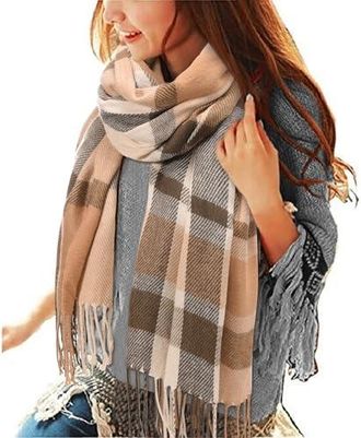 Heekpek Grande Taille Femme Homme Echarpe Hiver Chaud en Cachemire Imitation Carreaux Doux &eacute;charpe &eacute;pais Pull Ch&acirc;le Mode &eacute;charpe Fra&icirc;che Cadeau Unisexe Cadeau