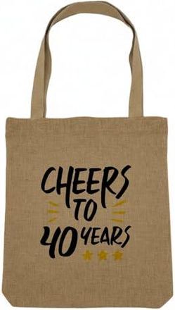 Fabulous Sac Shopping Tote Bag Aspect Lin - Cheers to 40 Years Anniversaire 40 Ans Etoiles - Sac de Courses Toile Epaisse 360g Beige Naturel Cabas Port&eacute; Epaule