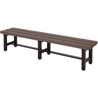 Hhg Alu Gartenbank HHG-665, Bank Parkbank Sitzbank Balkonbank, wetterfest WPC 180cm, braun