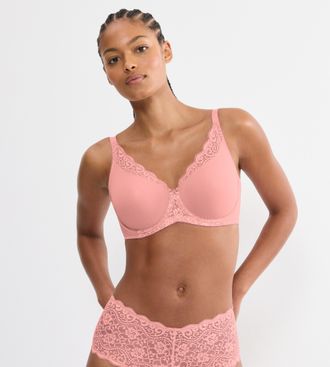 Triumph Minimizer-BH TRIUMPH Amourette W01, Damen, Gr. 75, Cup C, cherry rose, Obermaterial: 68% Polyamid, 32% Elasthan, BHs Minimizer-BH, verkleinert die Bru