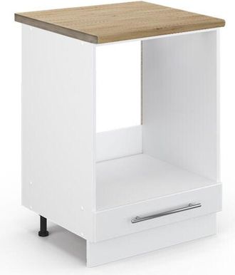 Vicco Meuble pour four Fame-Line, Blanc Haute brillance, 60 cm, pt Chêne