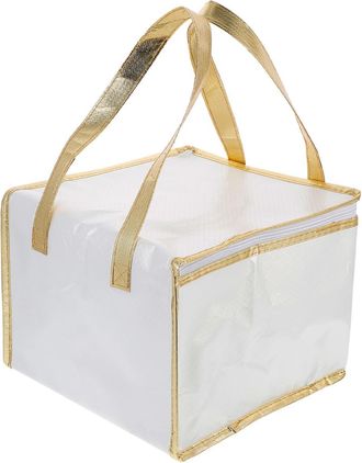 FOMIYES Isolierte Thermotasche 12 Zoll Wiederverwendbarer Kuchen und Pizzaaufbewahrungsbeutel aus Aluminiumfolie mit Vliesstoff Wasserabweisend mit Rei&szlig;versch