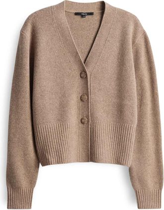 someday Damen Strickjacke | Toria Regular Strickcardigan aus Wolle Baumwoll Mix Pale Greige Melange, 40