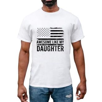 Generic DENGJIAMY Awesome Like My Daughter T-shirts &agrave; manches courtes pour homme T-shirt classique &agrave; col rond d&eacute;contract&eacute; T-shirt graphique tendance hauts pou