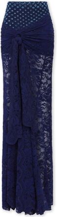 Paco Rabanne Trompe-loeil Spitzen-Maxirock - - Skirts - Damen - Blau - S