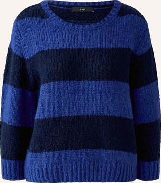 Oui Pullover Mit 3/4-Arm blau