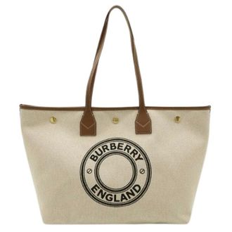 Burberry Sac cabas en cuir et toile Pre-owned - Femme - Pre-owned - Beige - Taille: ONE Size