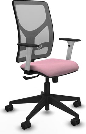 Piqueras y Crespo Computerstuhl Rosa mit wei&szlig;en und schwarzen Armlehnen, h&ouml;henverstellbare Lendenwirbelst&uuml;tze, ausgestattet mit 3 Positionen und Schneidschaum, Grau/Ros