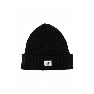 C.P. Company Merino Wollm&uuml;tze mit Logo - - Accessories - Herren - Schwarzk - ONE SIZE