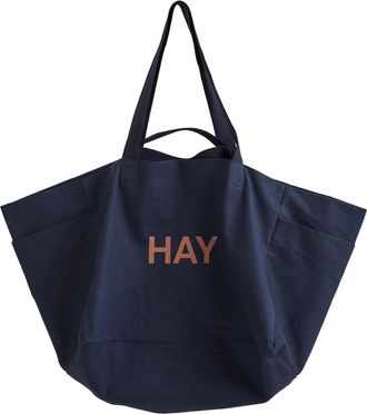 HAY Reisetasche Weekend Bag No 2 aus Bio-Baumwolle in der Farbe Midnight Blue, Kurze und Lange Henkel, 90x 54x 38cm, AB385-A992
