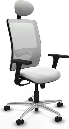 Piqueras y Crespo Wei&szlig;er Schreibtischstuhl mit Rollen Zulema mit 3D-Armlehnen, h&ouml;henverstellbarer Lendenwirbelst&uuml;tze und festem Kopfteil, ausgestattet mit 3 Positionen 