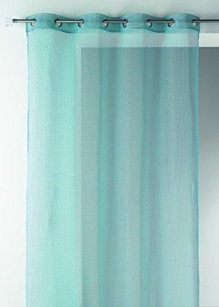 HOME MAISON Einfarbiger Netz-Voile-Vorhang, Polyester, Aqua, 140 cm cm