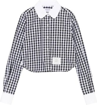 Thom Browne Femme, Blouses et Chemises, Multicolore, Taille: 34 FR Classic Cropped Long Sleeve Round Collar Shirt