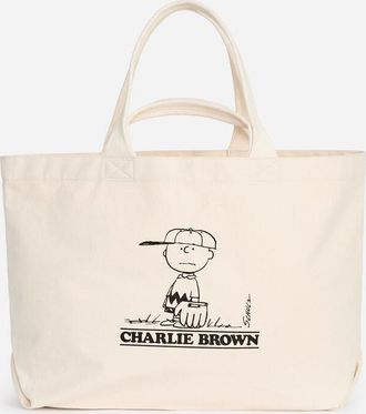 Arket Tragetasche Aus Canvas Mit Peanuts-Motiv -Wei&szlig;