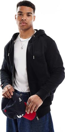 Superdry Essential - Sweat zippé à capuche avec logo - Noir