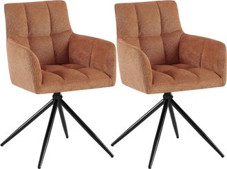 Clp Esszimmerstühle 2er Set, Sessel Jonah drehbar mit Armlehnen, modern Drehstuhl mit Stoff für Wohnzimmer 150 kg belastbar, Farbe:orange