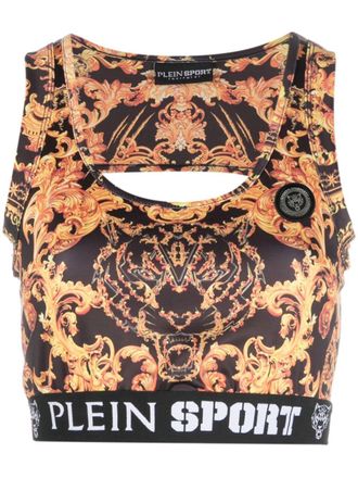 Plein Sport débardeur en coton à imprimé baroque - Noir