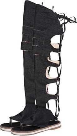 FOMIYES Sandales Plates Style Romain pour Femmes Design Chic et Confort pour Mode Noir