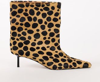 Topshop Kai extraweite Stiefelette mit Absatz in Leopardenmuster aus Ponyhaar auf Echtleder-Multi